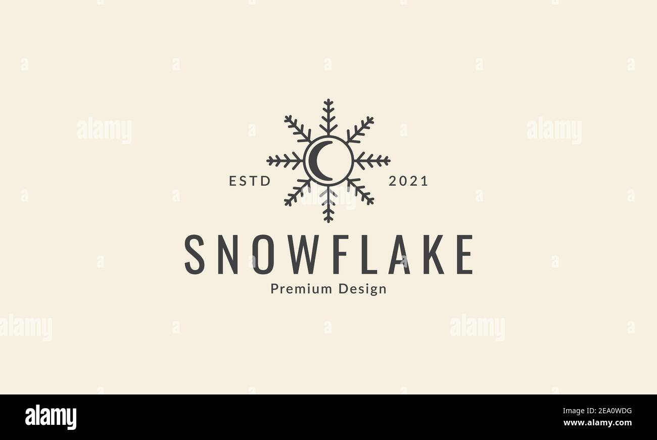 snowflake line with moon logo vector icon symbol graphic design ...