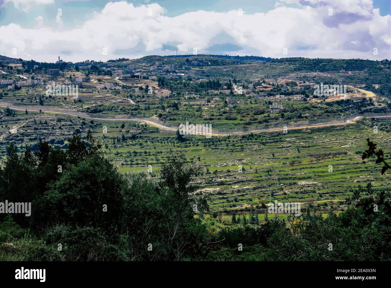Panorama and view of the Jerusalem hills and the White Valley, The ...
