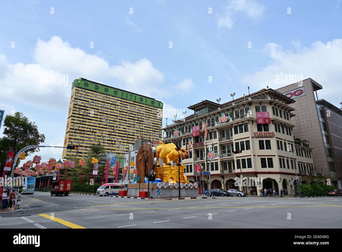 A Golden Bull guarding the junction of New Bridge Road and Upper Cross ...