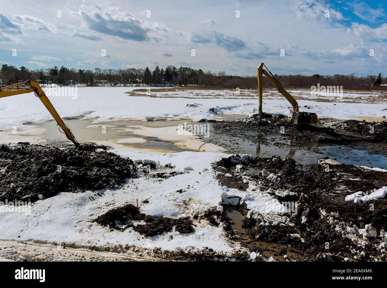 Backhoe the digging pit for construct building excavators during ...