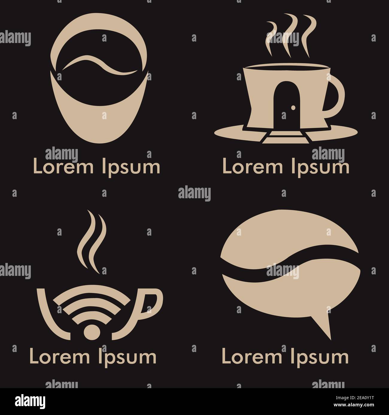 Set of Coffee Negative Space Logo Brown Color Silhouette for Business ...