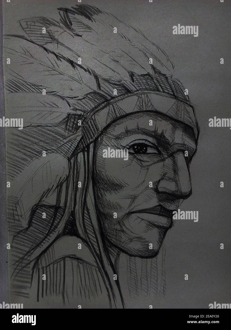Art Drawing Sketch Light and shadow out line Face Apache Red Indian ...