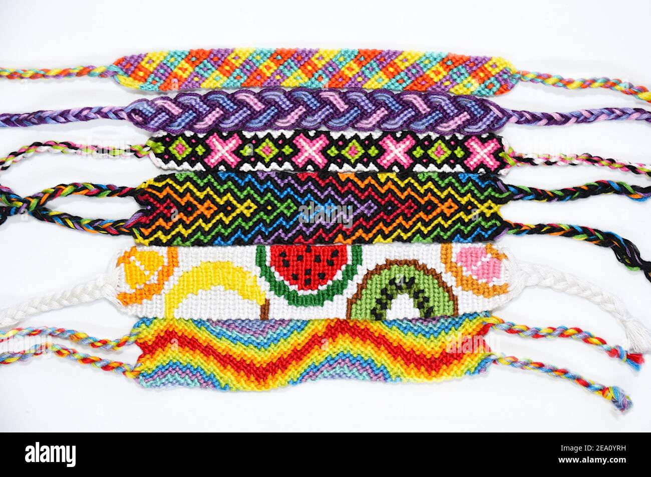 Woven DIY friendship bracelets handmade of embroidery bright thread ...