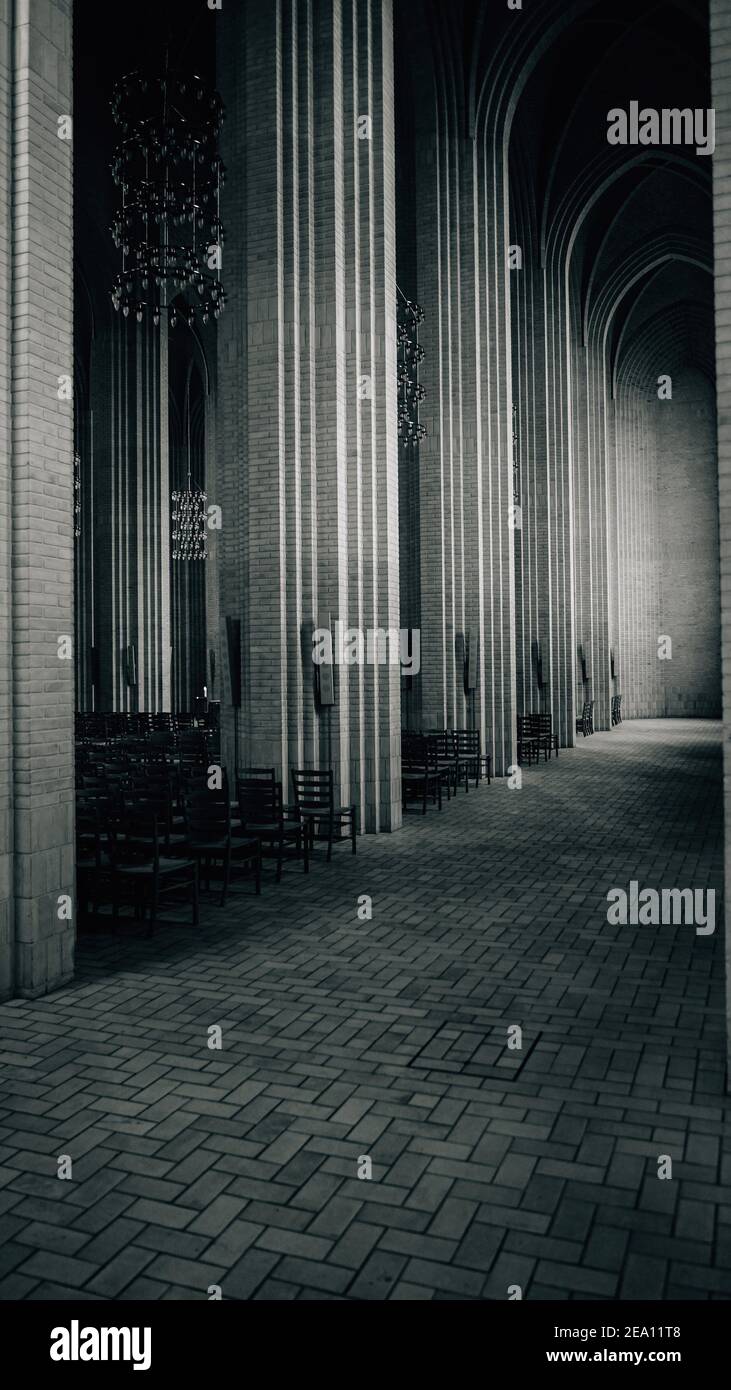 monochromatic church interior design Stock Photo - Alamy