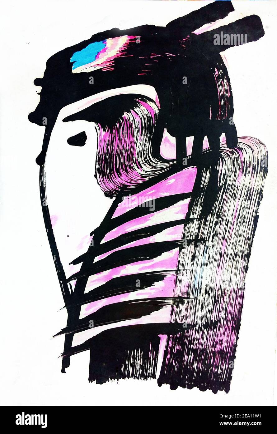 Face Apache Red Indian oil painting works Stock Photo - Alamy