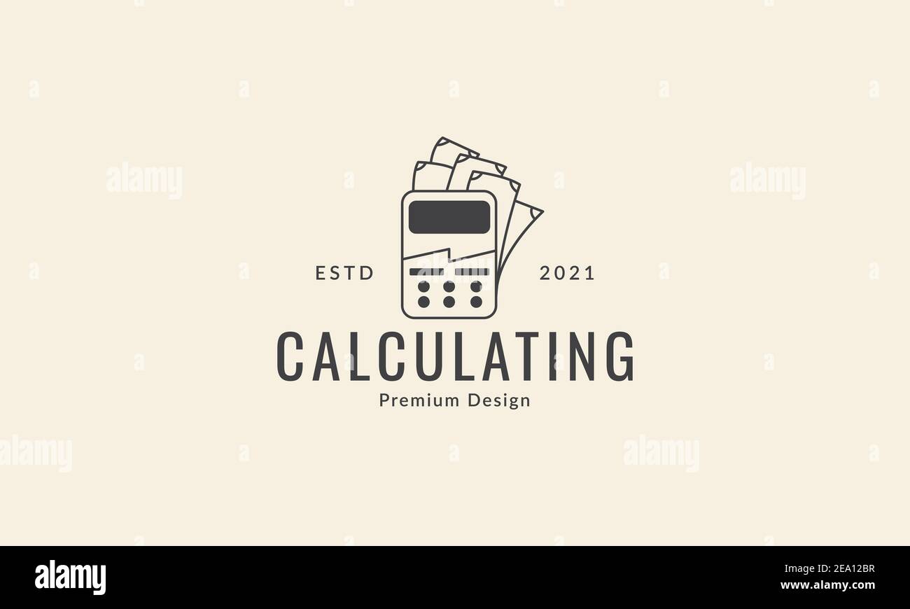 calculator with money line logo vector icon symbol design graphic ...