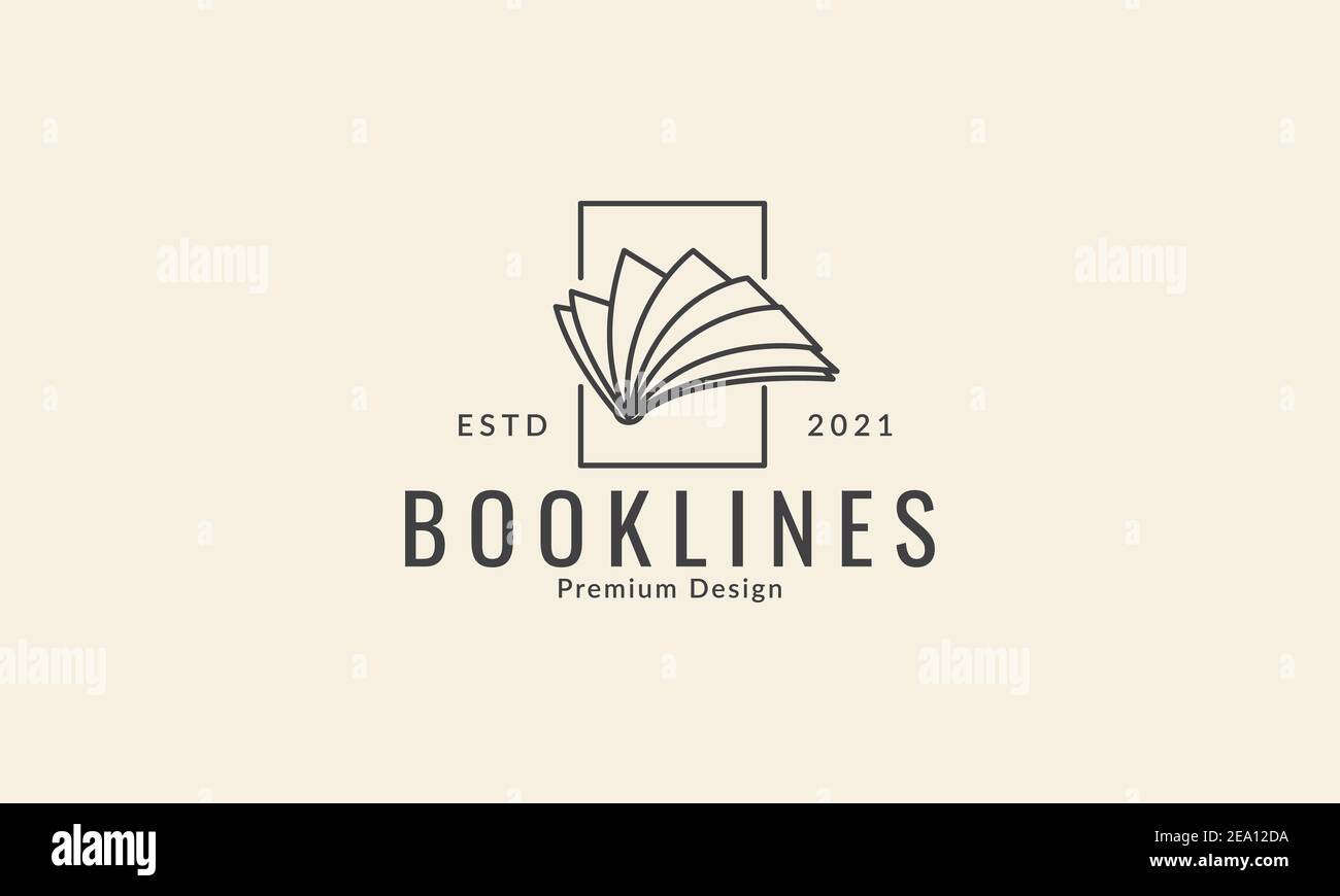 book open line with square simple logo vector icon symbol design ...