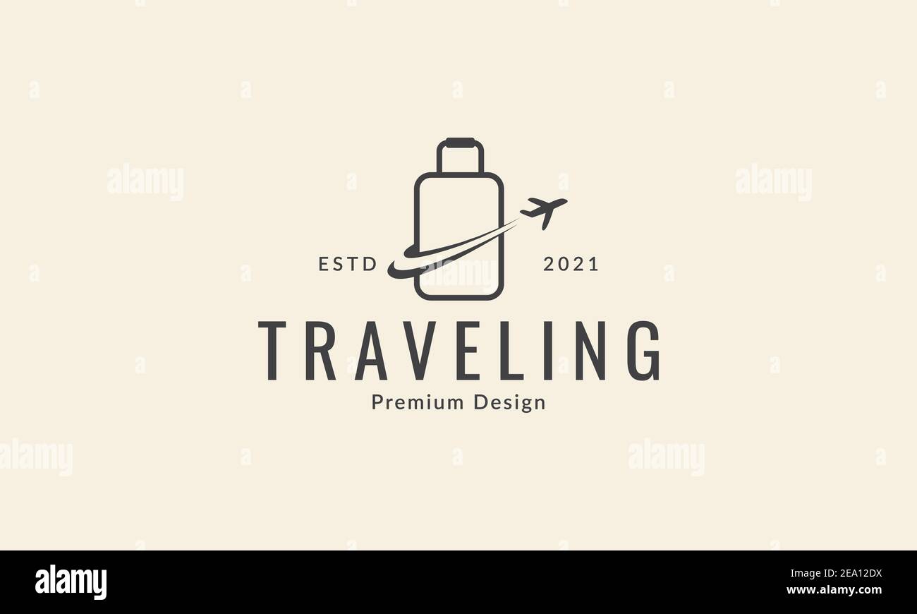 bag with plane travel line logo vector icon symbol design graphic ...