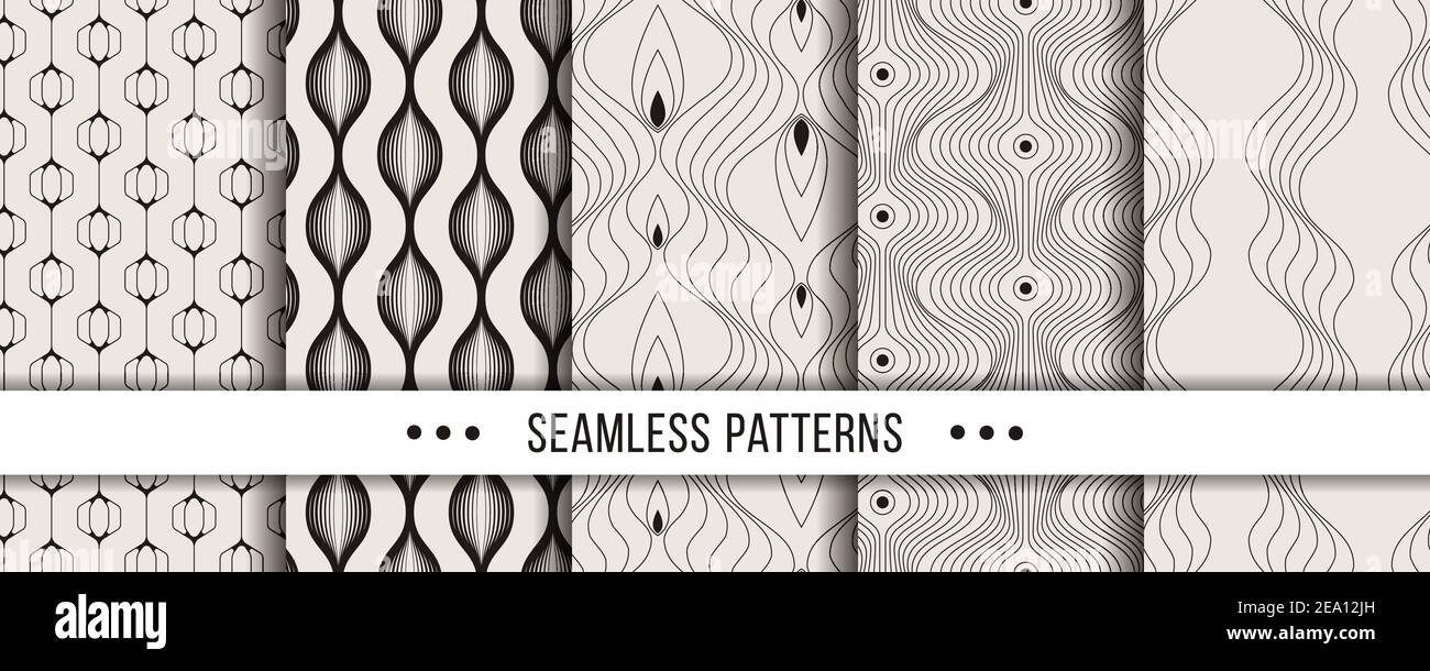 Set of strict, minimalistic seamless patterns. Collection for coloring ...
