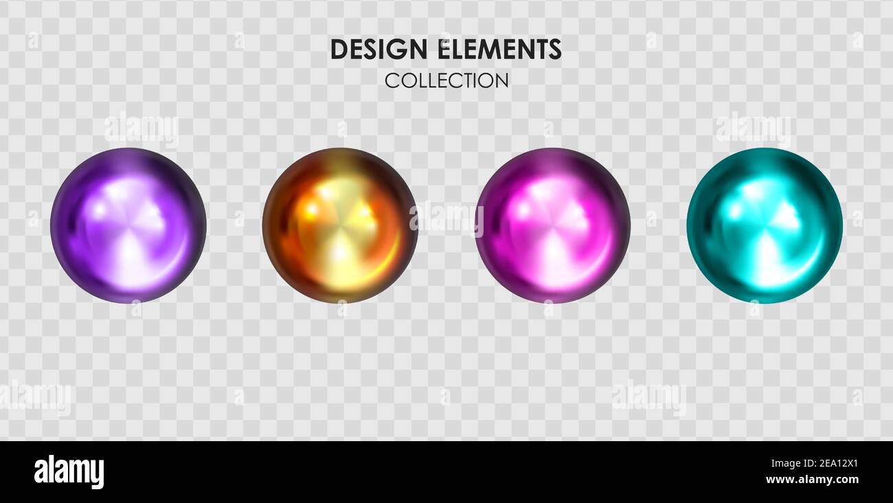 Collection set of realistic 3d render metallic color gradient geometric ...