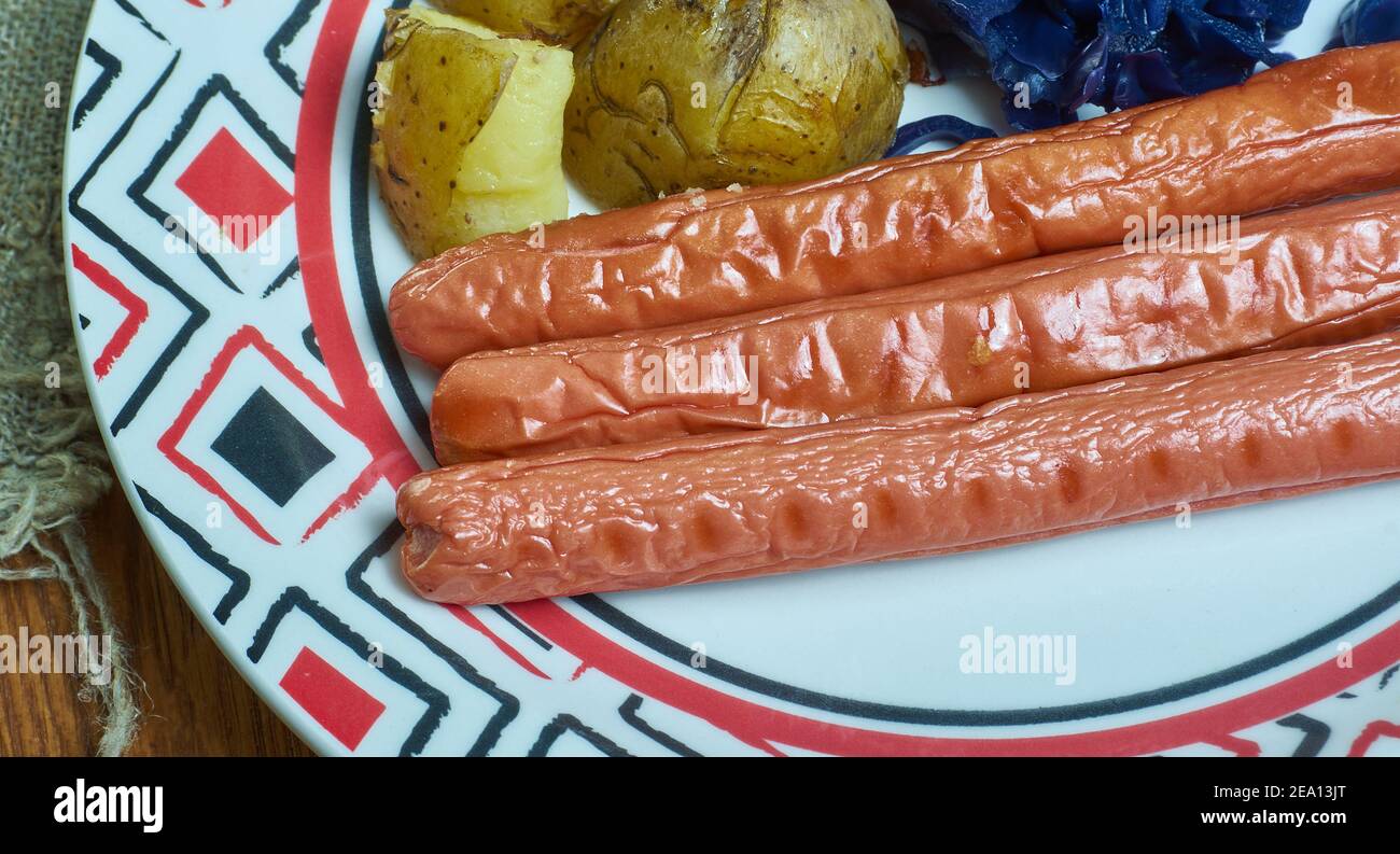 Knakworst sausage of the frankfurter close up Stock Photo - Alamy