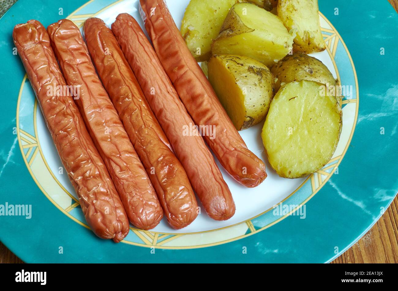 Rode Polse - Danish equivalent of American hot dog, served with potato ...