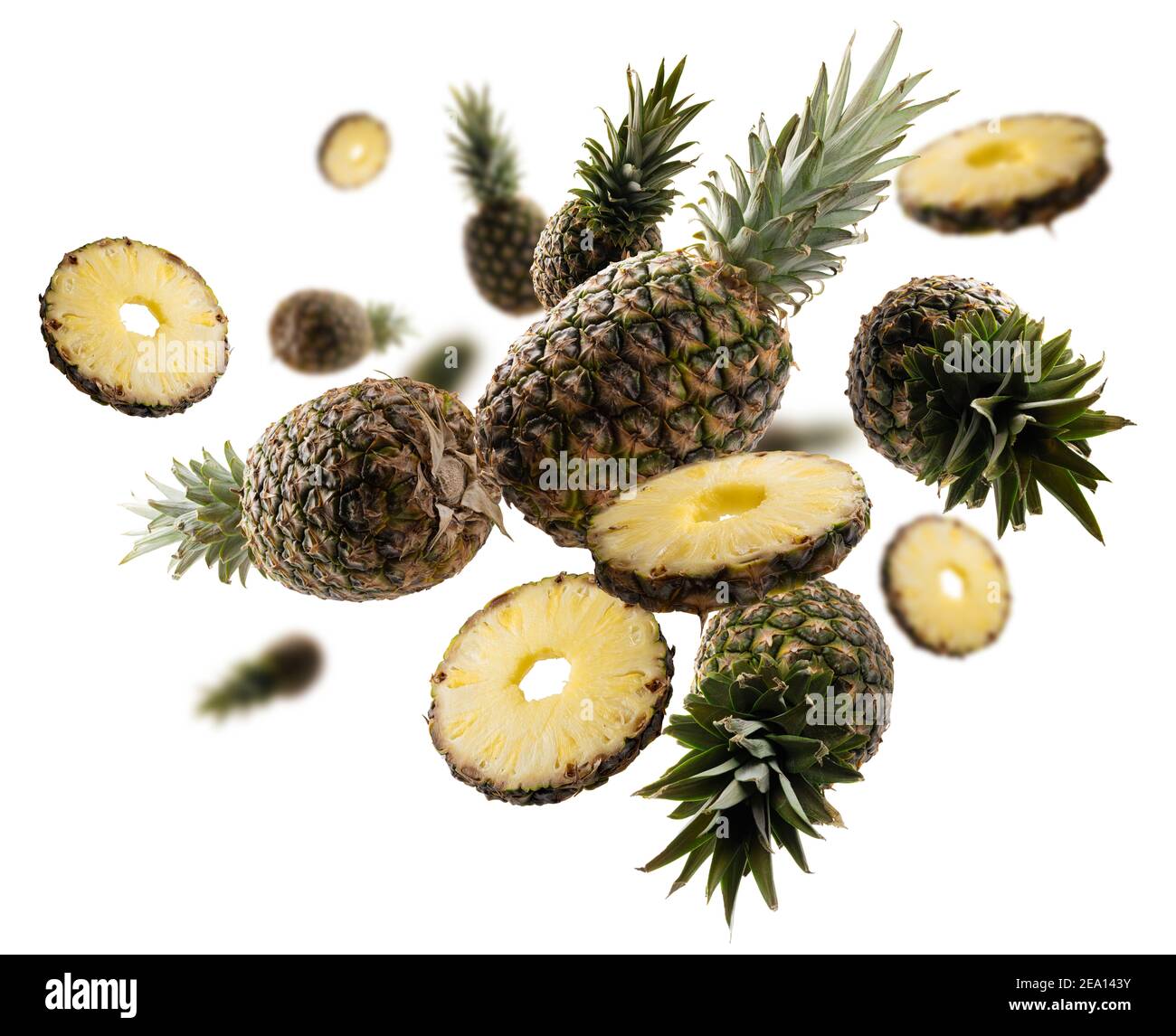 Falling pineapples background Cut Out Stock Images & Pictures - Alamy