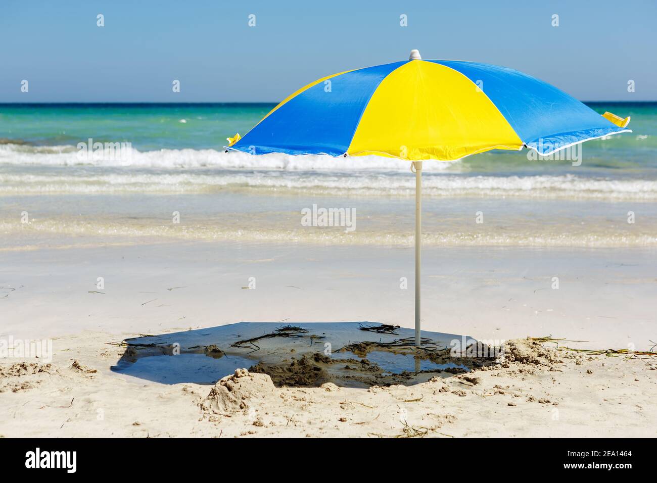 Blue sun umbrella on hi-res stock photography and images - Alamy