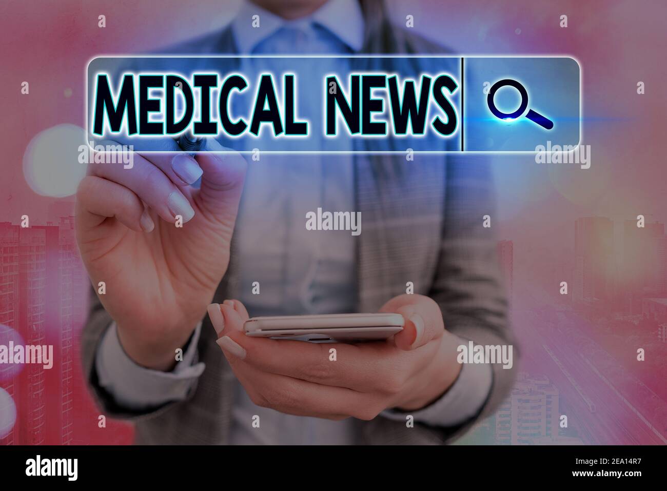 Writing note showing Medical News. Business concept for report or ...