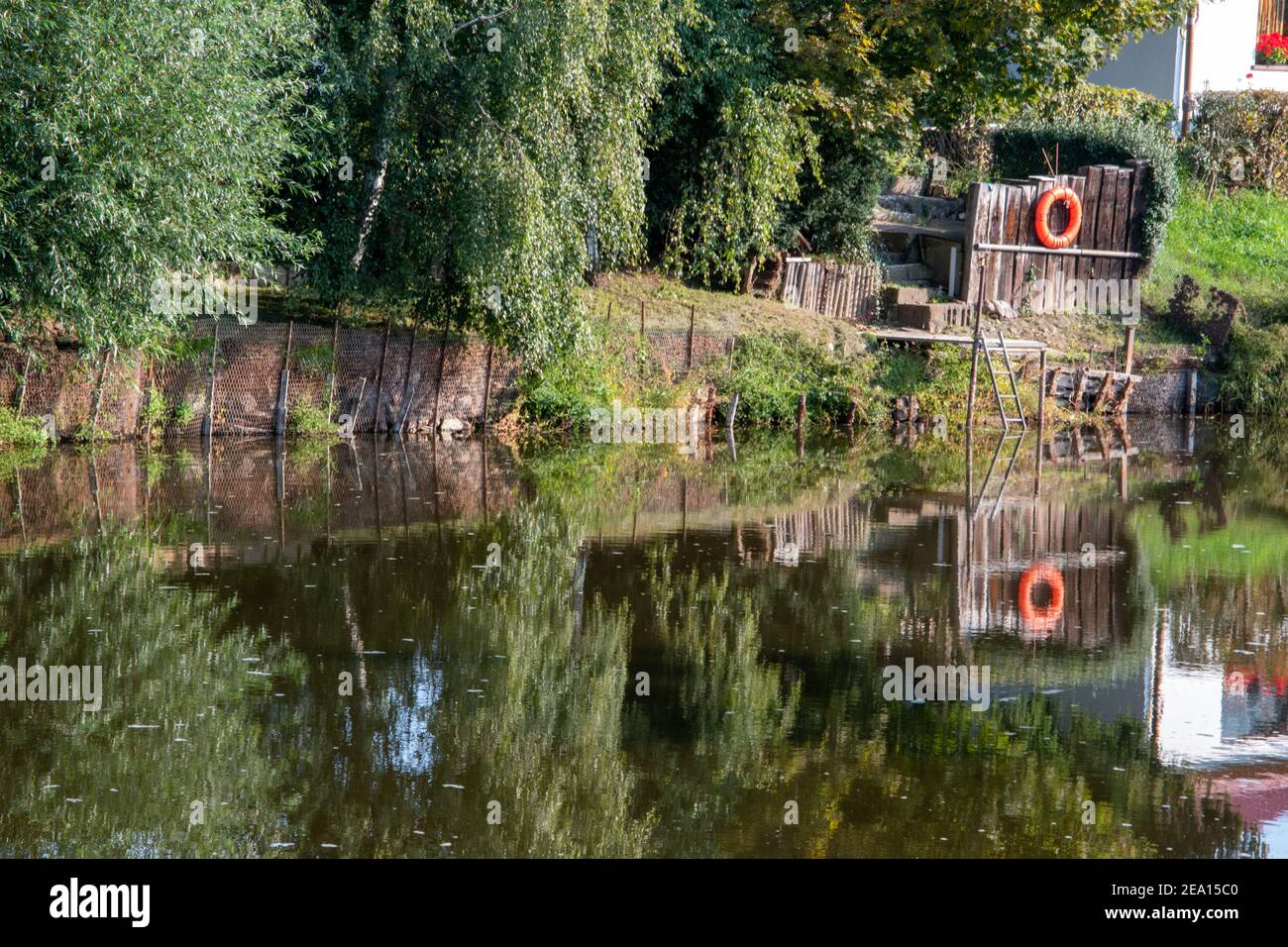 Reflection in the Werra near Hörschel, Eisenach the starting point of ...