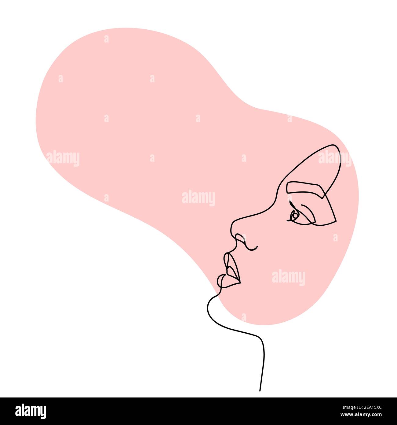 Continuous line abstract face. Modern female portrait. Hand drawn line ...