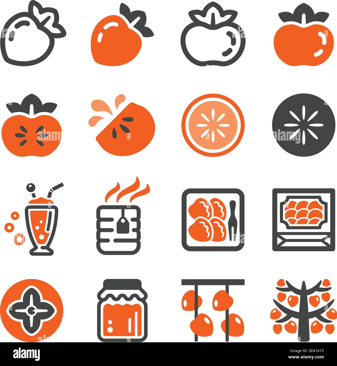 Ripe persimmon orange fruit Stock Vector Images - Alamy