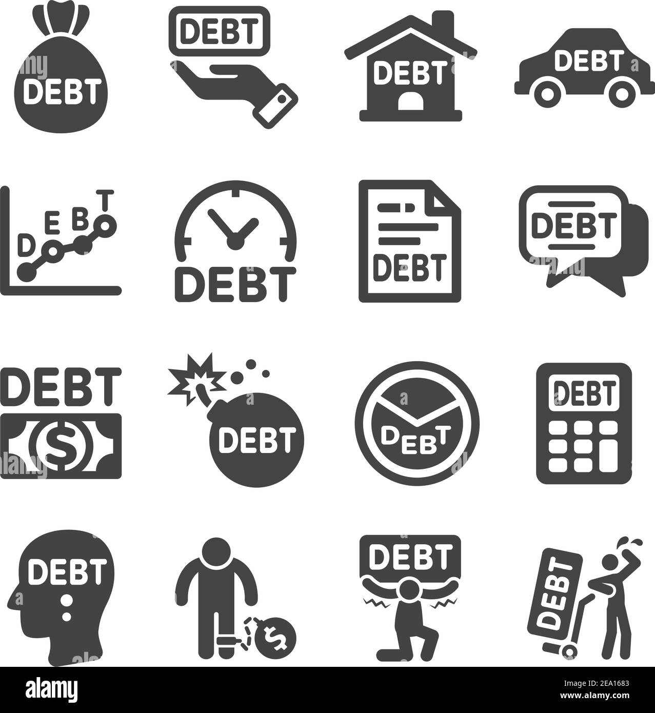 debt icon set Stock Vector Image & Art - Alamy