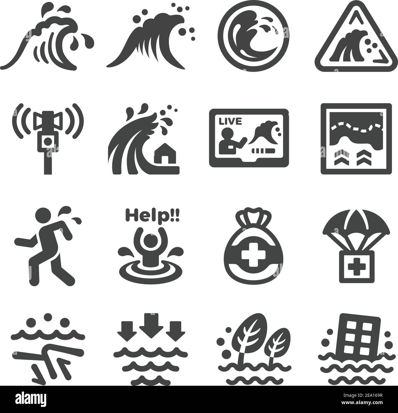 tsunami icon set Stock Vector Image & Art - Alamy