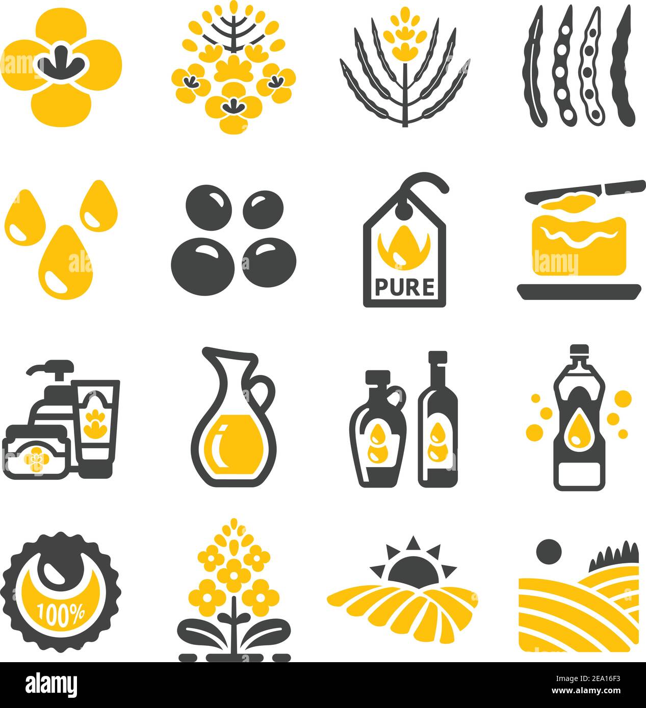 rapeseed and canola oil icon set Stock Vector Image & Art - Alamy