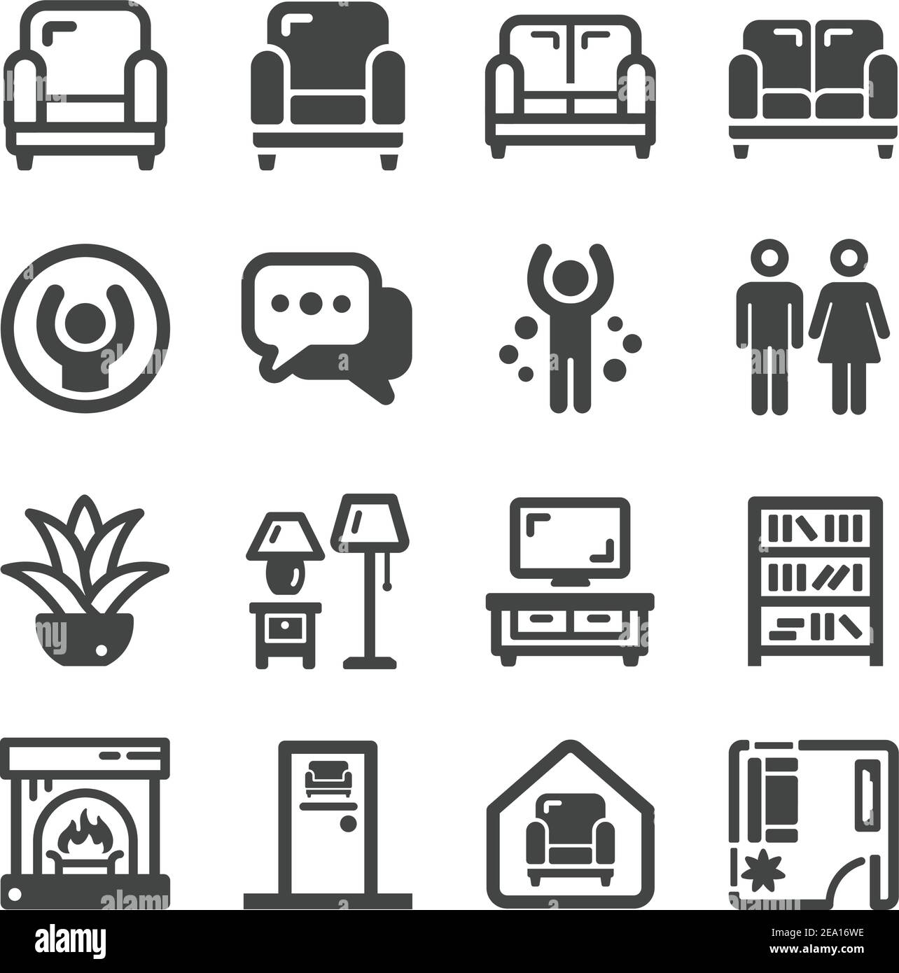 living room icon set Stock Vector Image & Art - Alamy