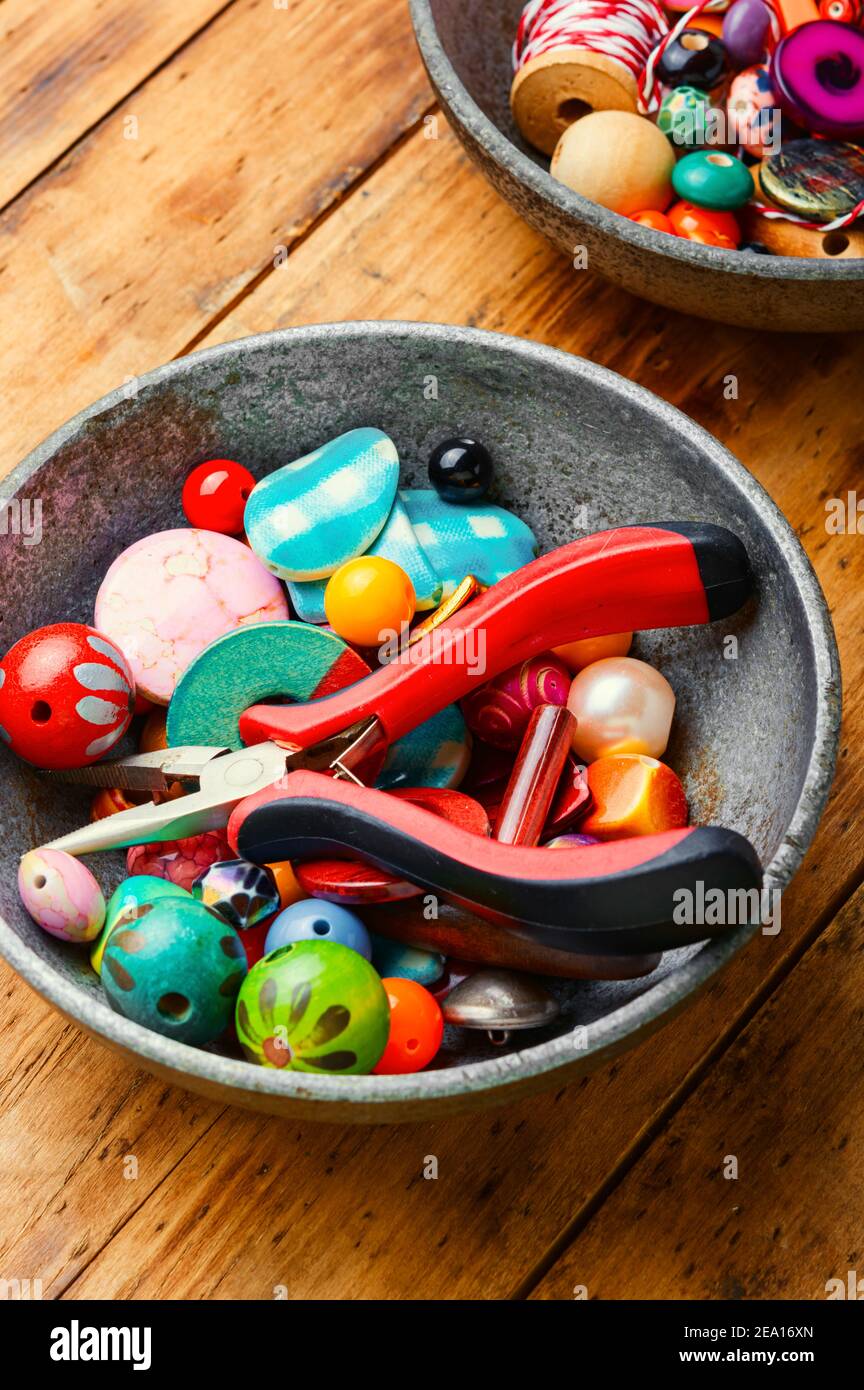 Colorful seed beads of different sizes.Handicraft,beads Stock Photo - Alamy