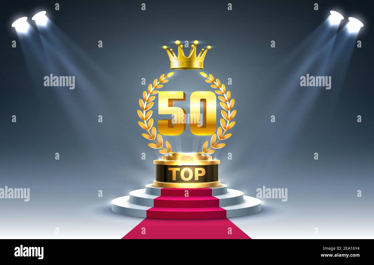 Top 50 best podium award sign, golden object. Vector illustration Stock ...