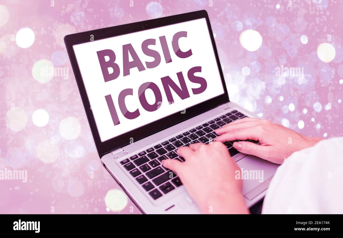 Text sign showing Basic Icons. Business photo text pictogram or ...