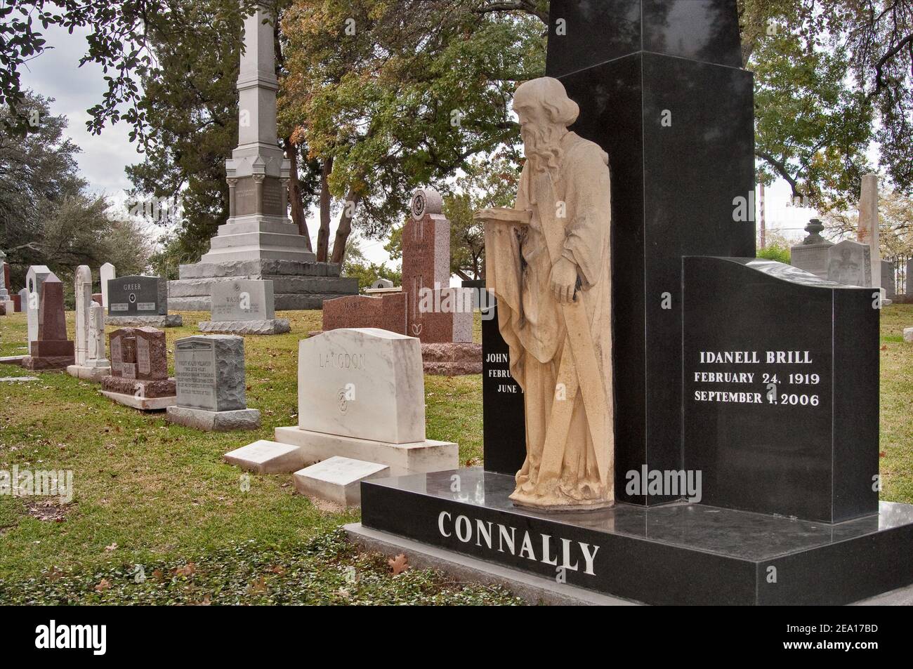 Tombstone on grave of John B Connally, politician, governor of Texas ...
