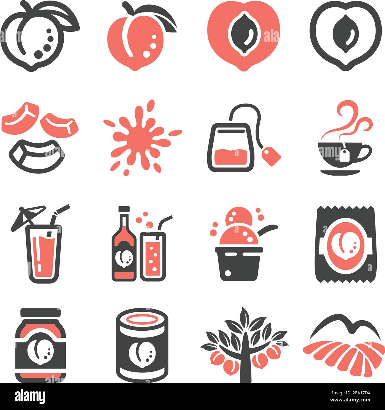 peach icon set Stock Vector Image & Art - Alamy