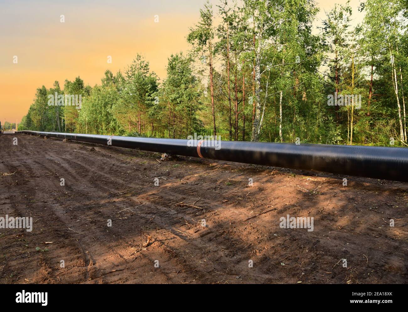 Natural Gas Pipeline Construction. Building of transit petrochemical ...