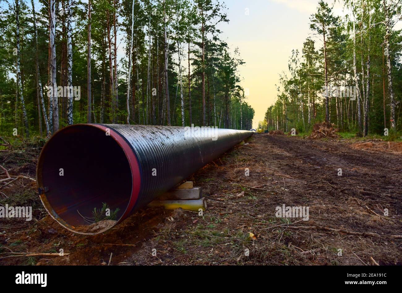 Natural Gas Pipeline Construction. Building of transit petrochemical ...