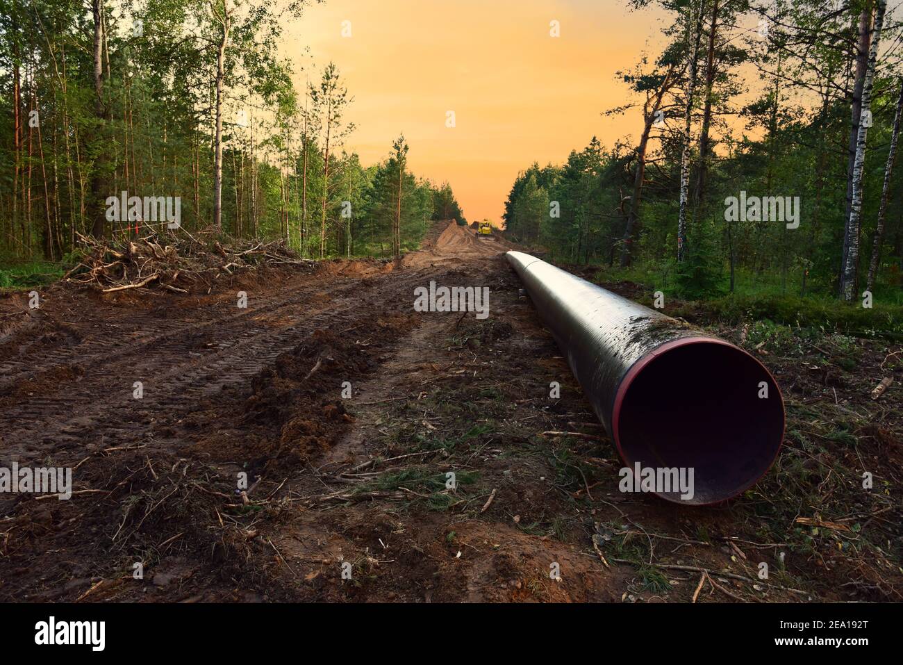 Natural Gas Pipeline Construction. Building of transit petrochemical ...