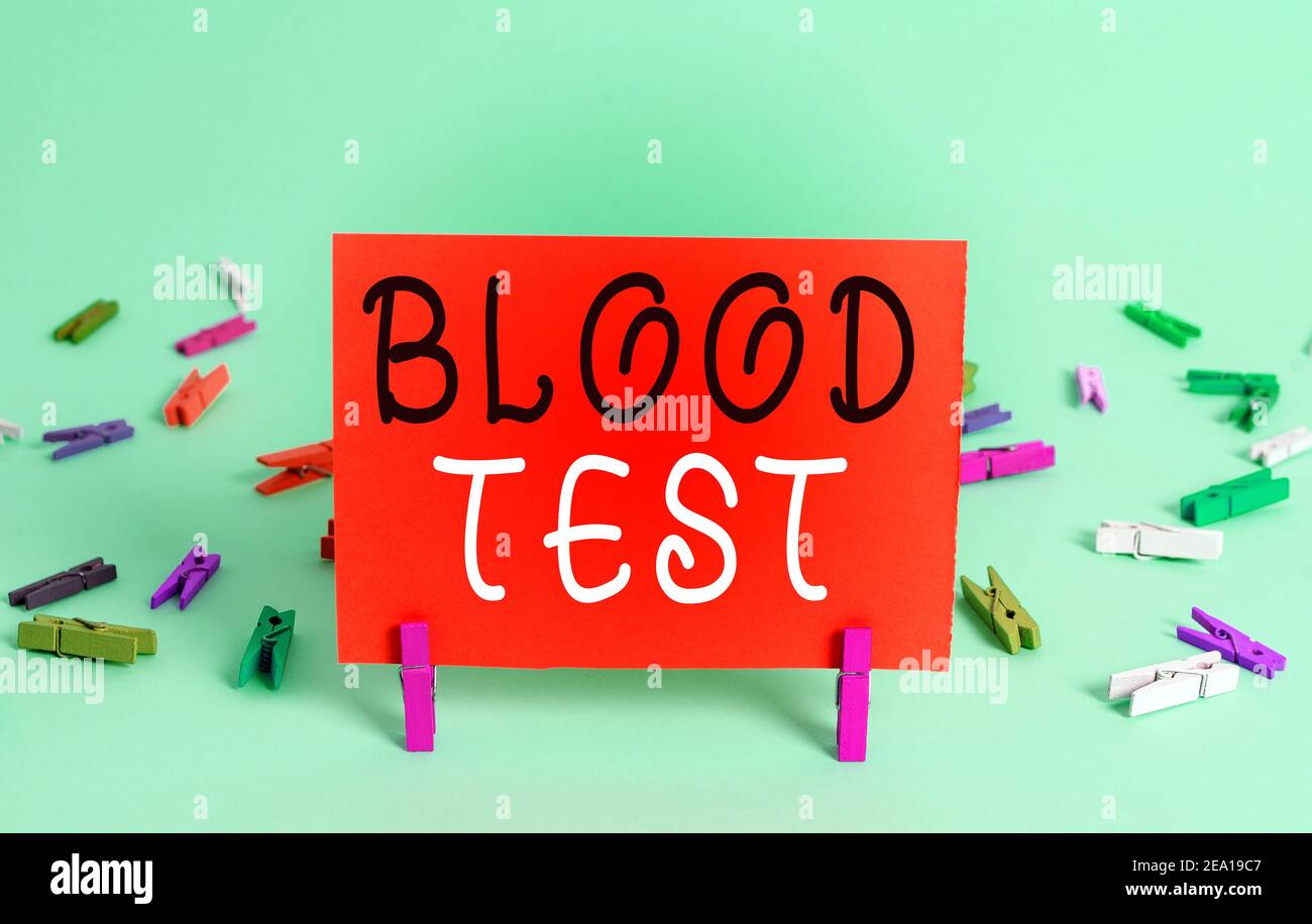 Text sign showing Blood Test. Business photo showcasing Extracted blood ...