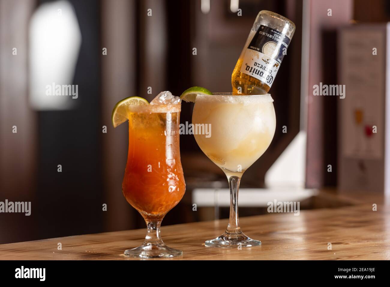 Arinsal, Andorra: 2021 February 4: Margachela at the bar of a Mexican ...
