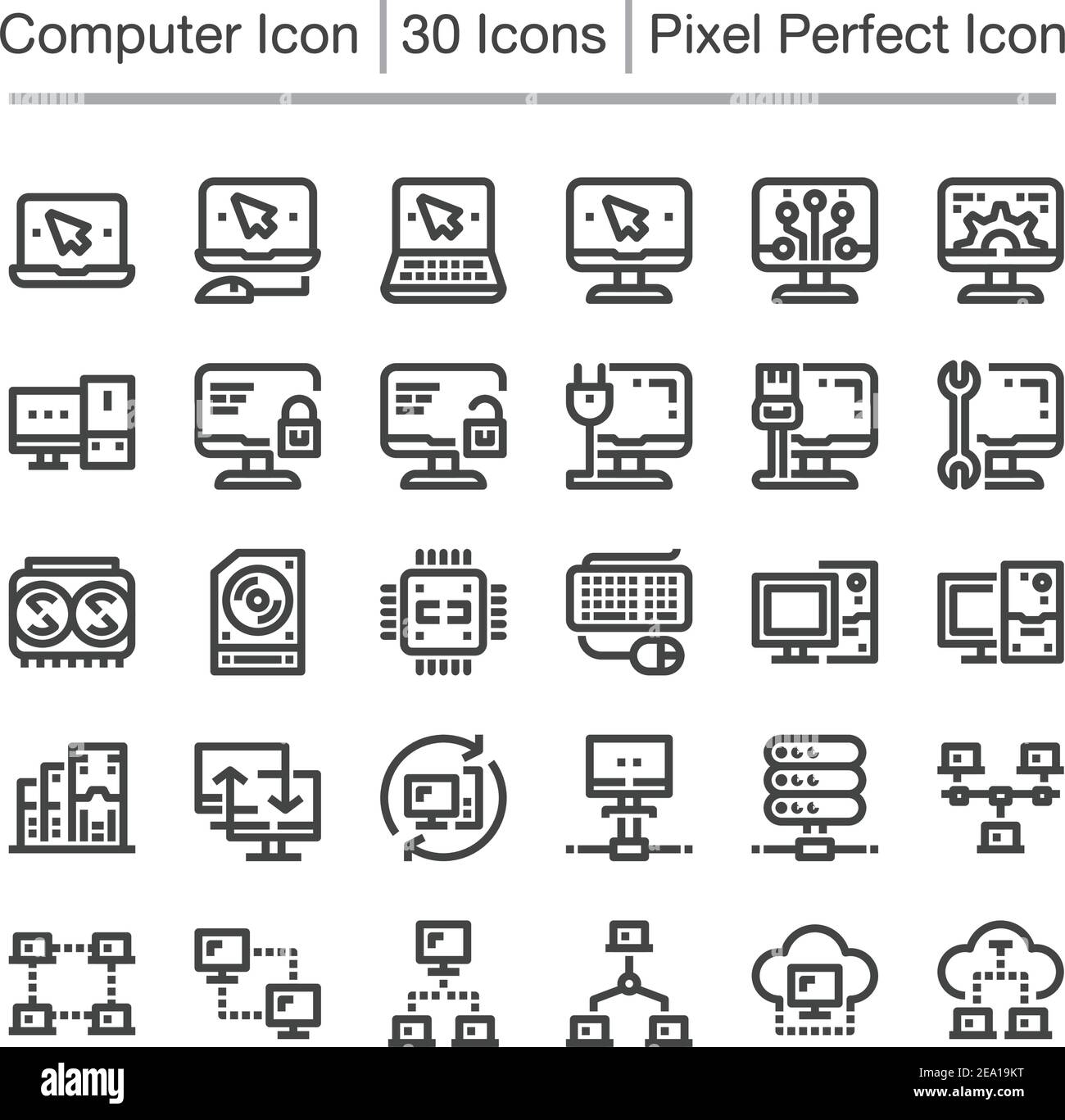 computer line icon set Stock Vector Image & Art - Alamy