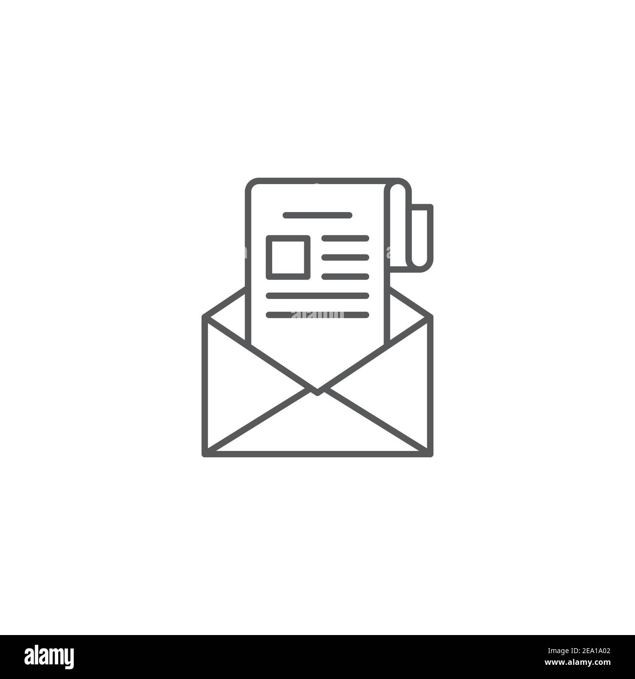 Newsletter in envelope icon, color, line, outline vector sign, linear ...
