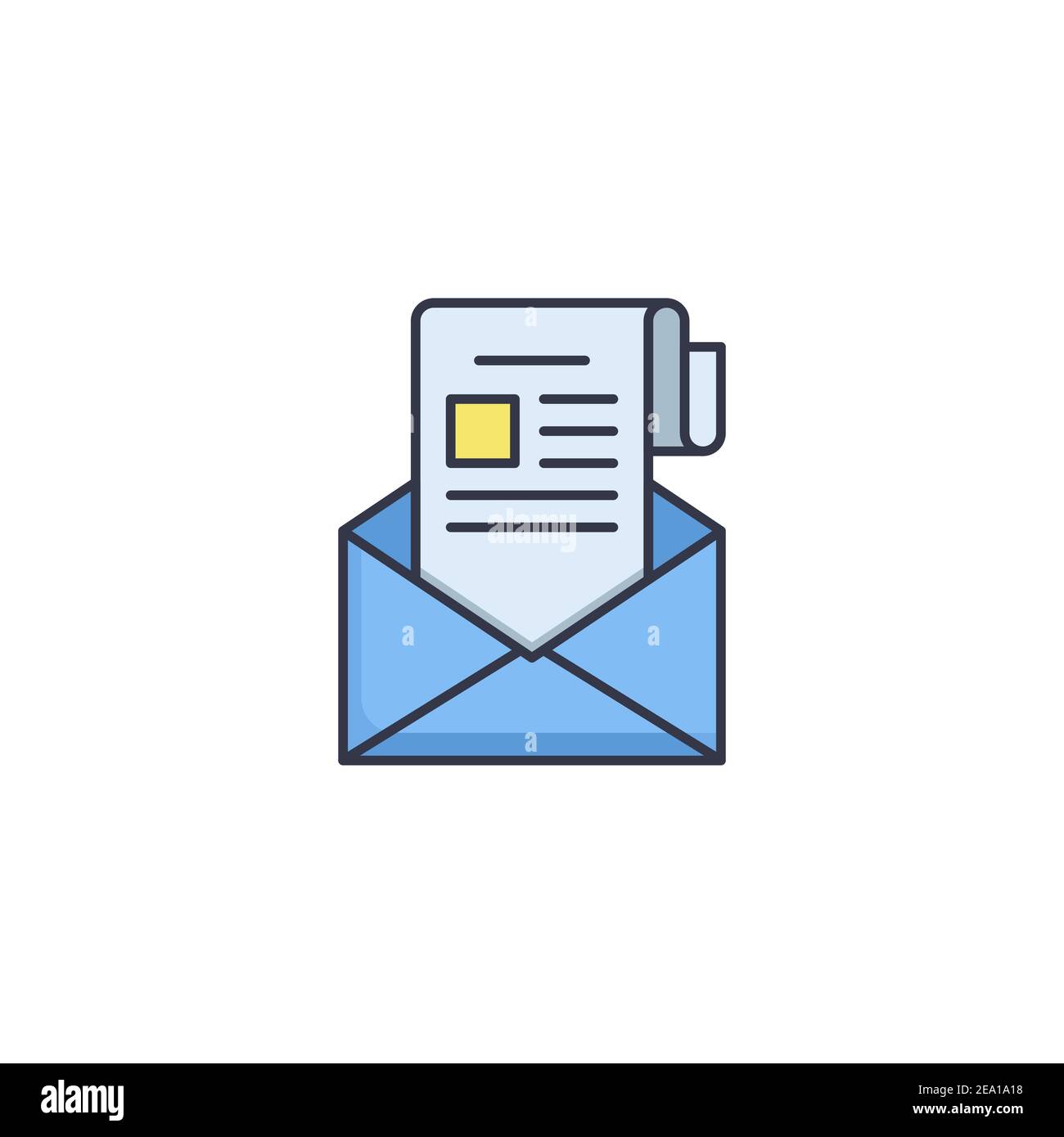 Newsletter in envelope icon, color, line, outline vector sign, linear ...