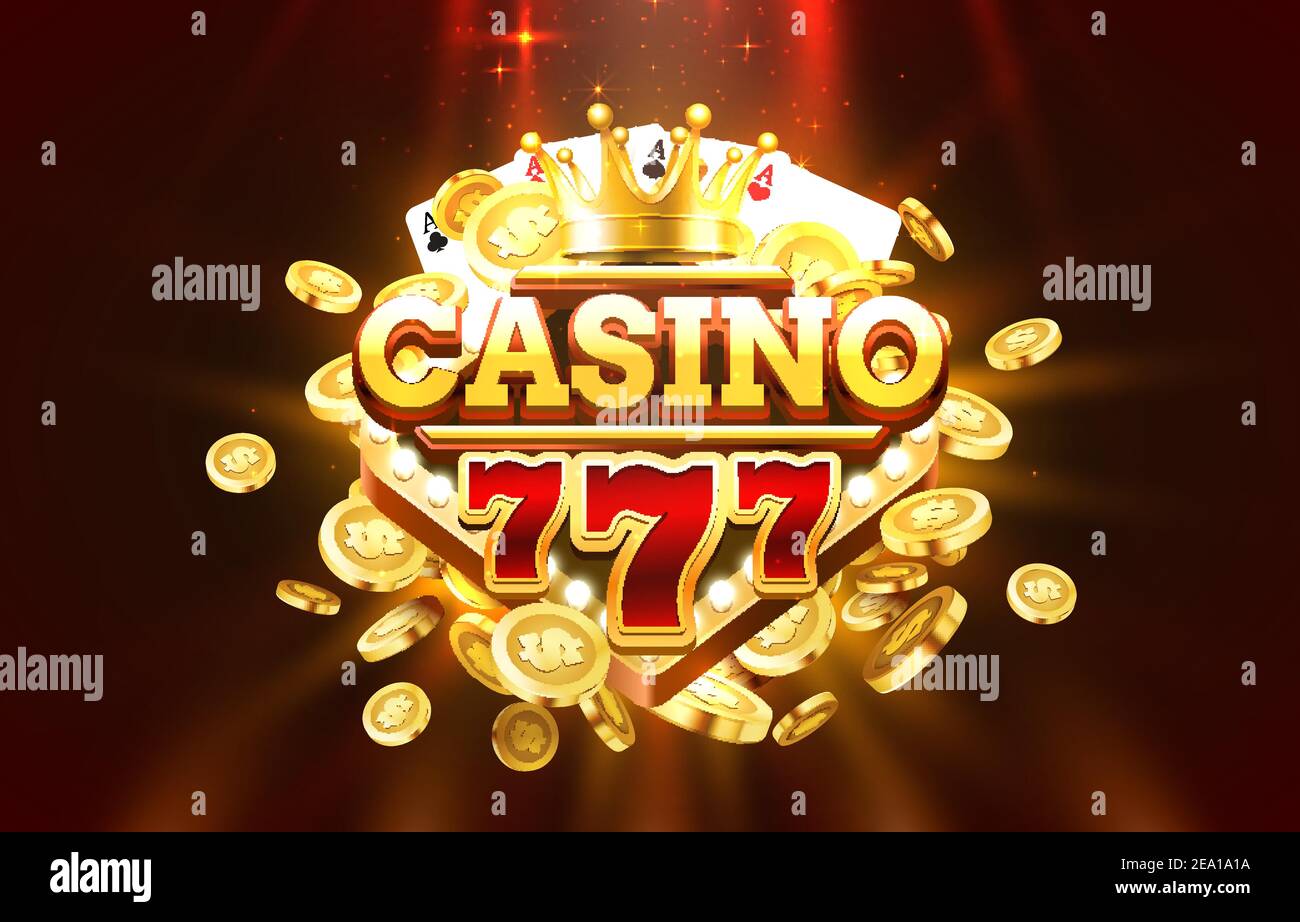 Casino free spin 777 label frame, golden banner, border winner, Vegas ...