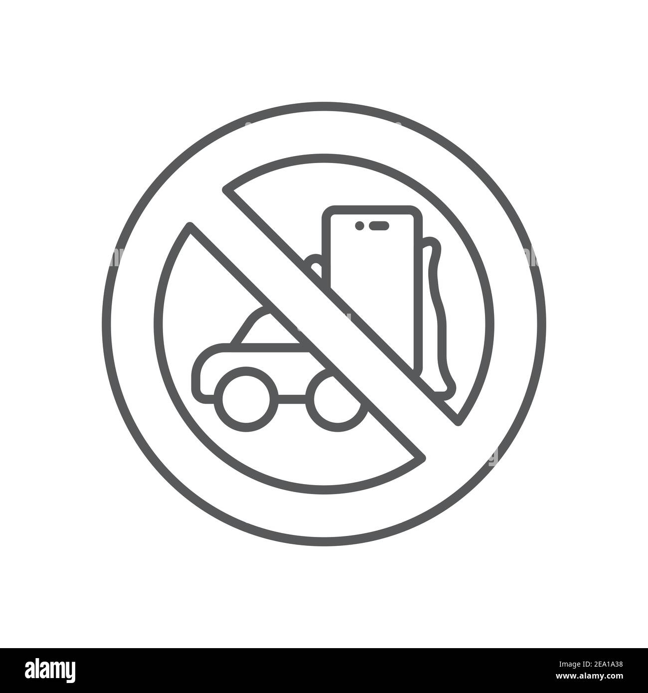 No driving and phone using icon, color, line, outline vector sign ...