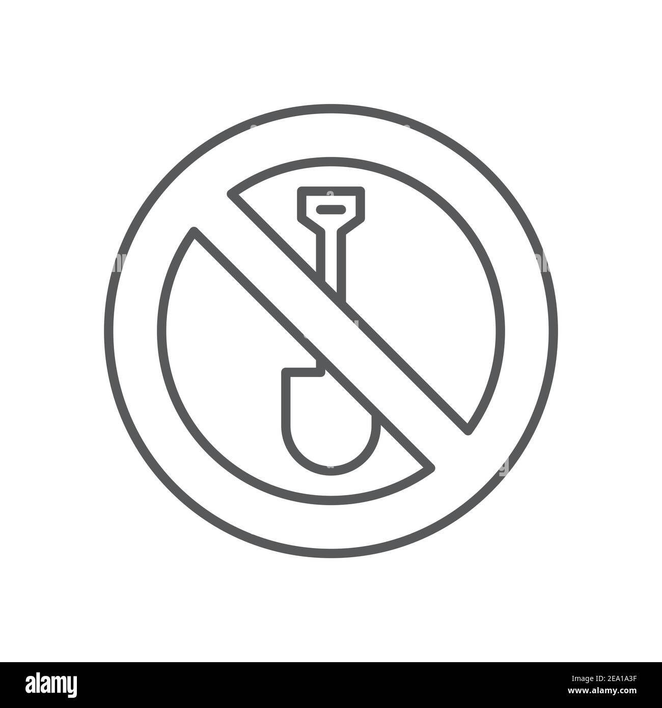 No digging icon, color, line, outline vector sign, linear style ...