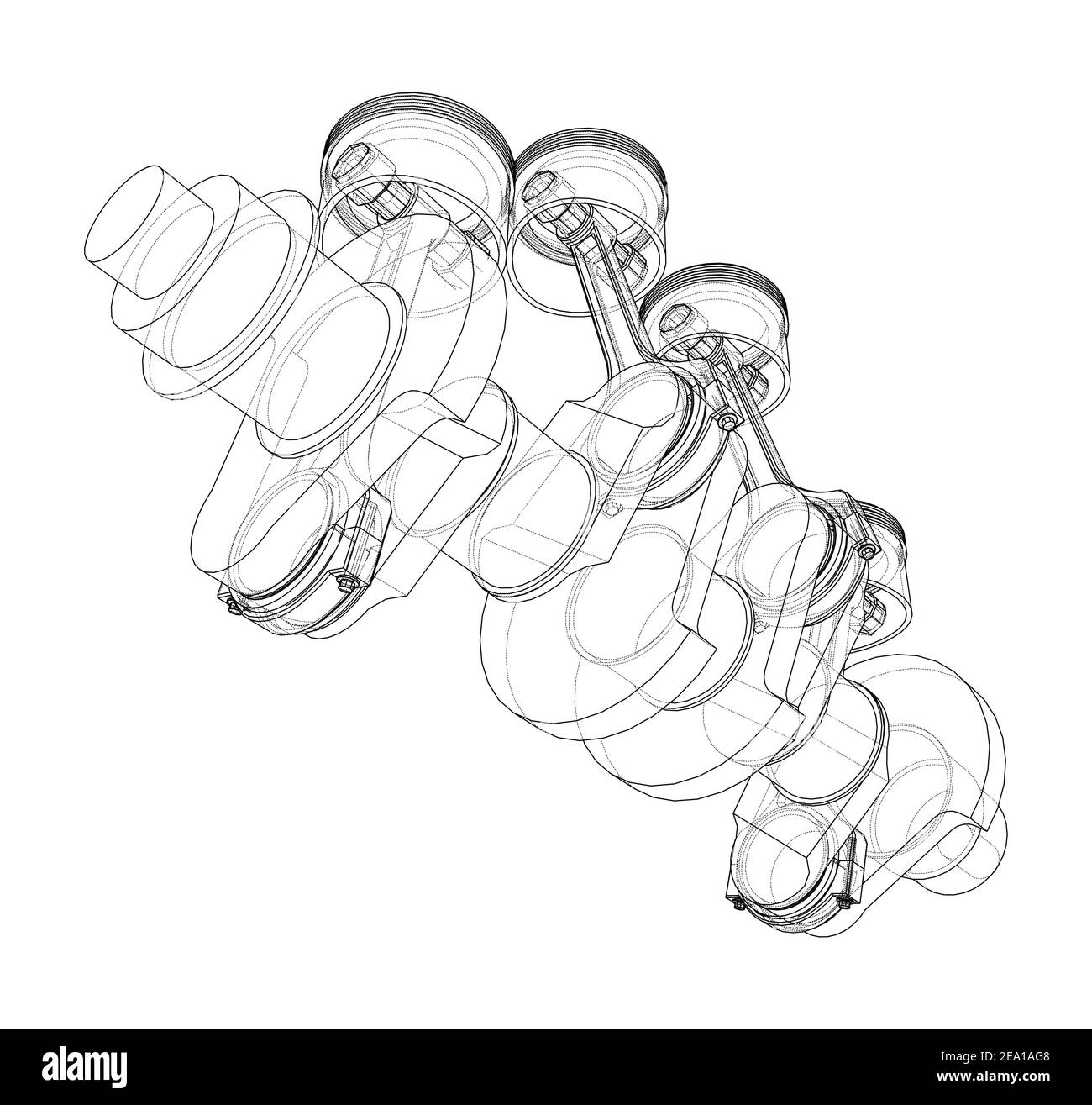 Engine crankshaft with pistons outline. Vector Stock Vector Image & Art ...