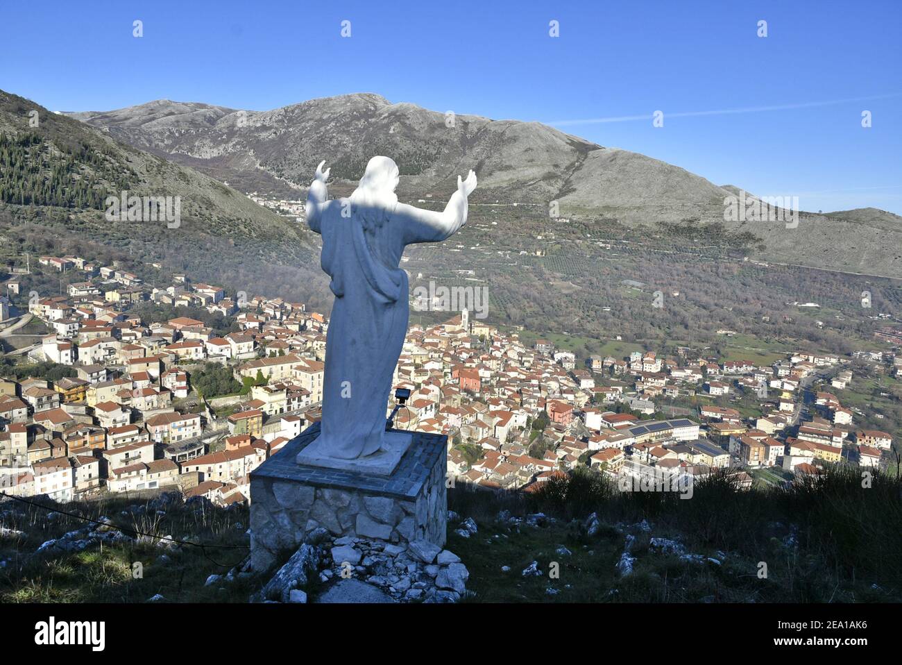 Panoramic view of Sassano, an old town in the province of Salerno Stock ...