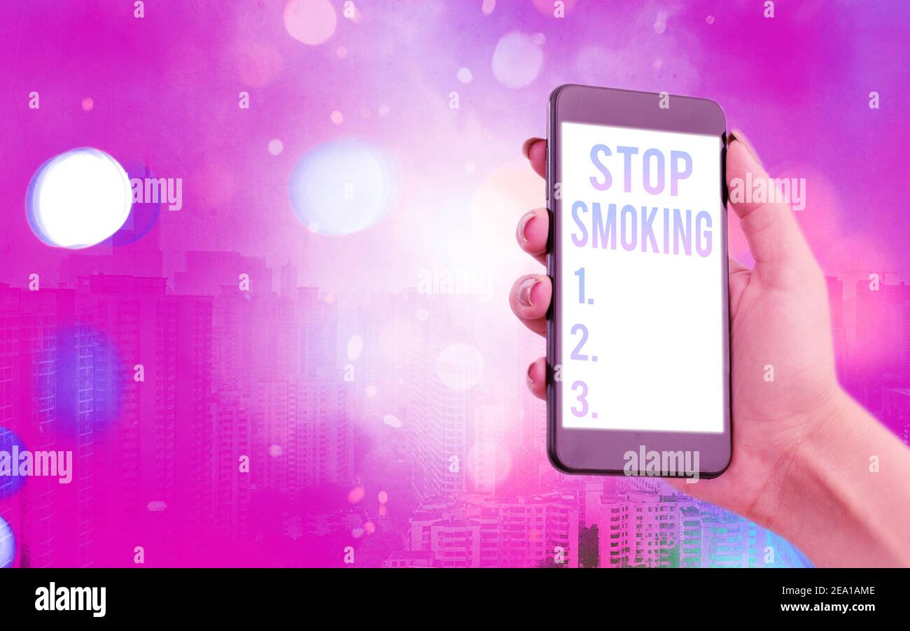 Word writing text Stop Smoking. Business photo showcasing Discontinuing ...