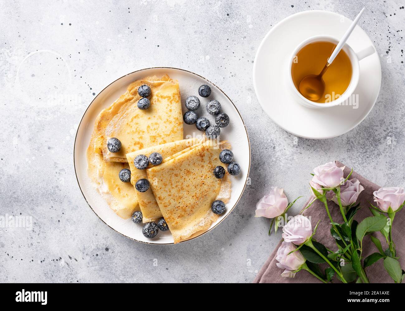 Flat lay romantic breakfast hi-res stock photography and images - Alamy