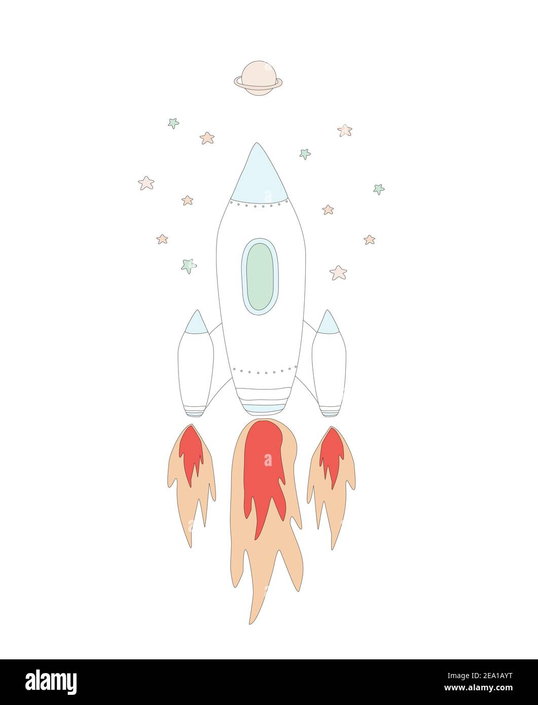 Cute Cartoon rocket in space - isolated illustration Stock Vector Image ...