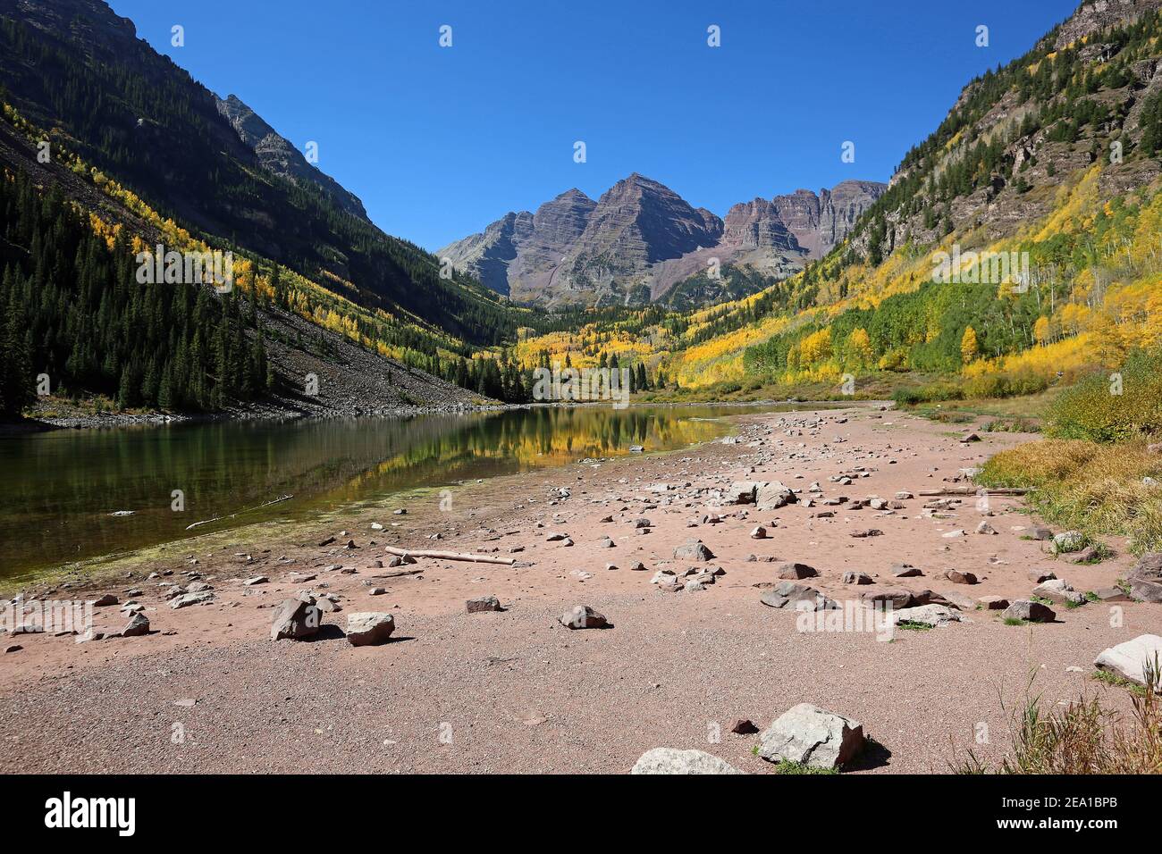 On Maroon Lake - Marron Bells, Colorado Stock Photo - Alamy