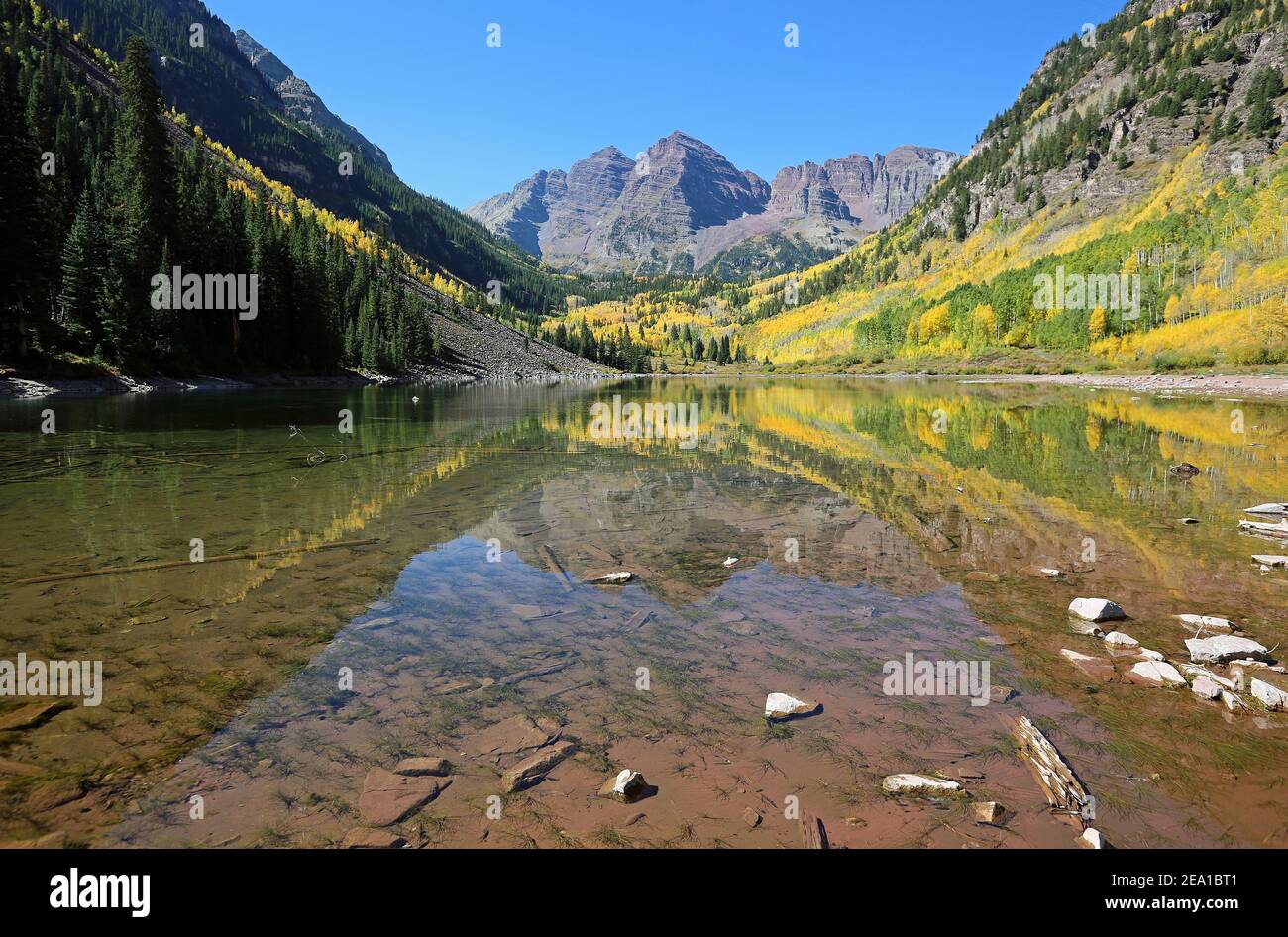 Double landscape - Marron Bells, Colorado Stock Photo - Alamy