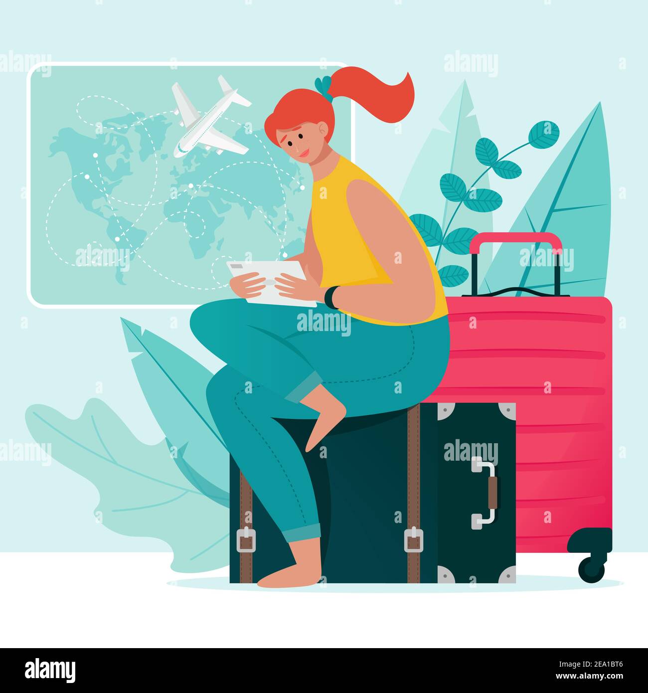 Cartoon tablet woman character vector hi-res stock photography and ...